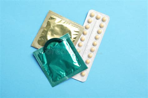 Birth Control Pills On White Background Top View Stock Image Image