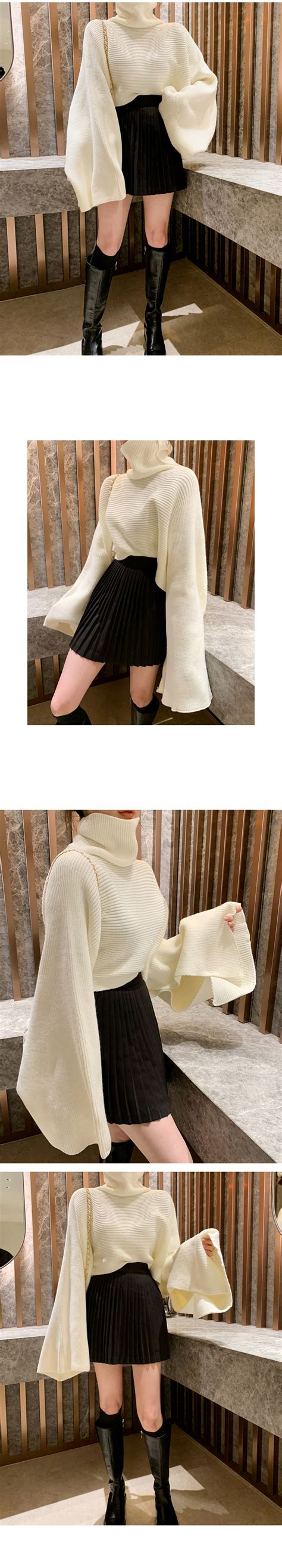 3컬러 케이프 니트 터틀넥 목폴라 티셔츠 크롭 단추 벌룬 퍼프 카라 겨울 셔링 프릴 언발 트임 캐주얼 섹시 앙고라 퍼 랩