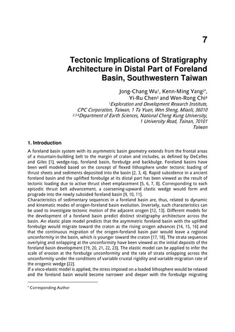 Pdf Tectonic Implications Of Stratigraphy Architecture In Distal Part Of Foreland Basin