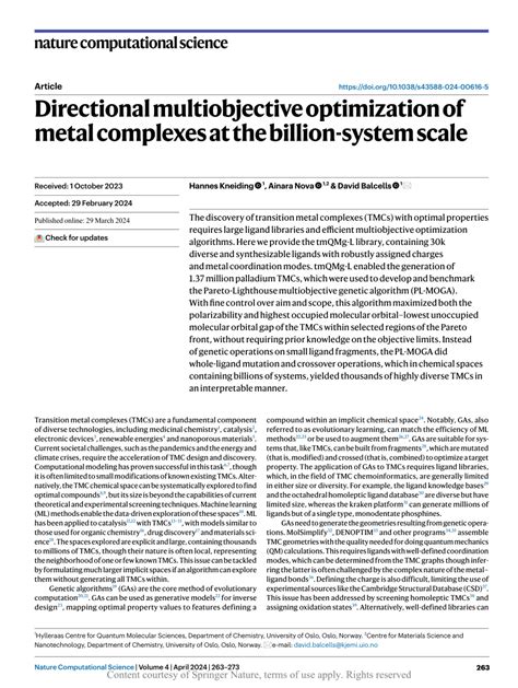 Directional Multiobjective Optimization Of Metal Complexes At The