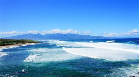 배경 화면 폭포 바다 만 육지 바닷가 연안 야자수 수평선 곶 하와이 열대성 물 열대림 마우이 섬 대양 웨이브 작은 섬 물줄기 바람