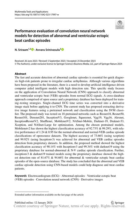 Performance Evaluation Of Convolution Neural Network Models For Detection Of Abnormal And