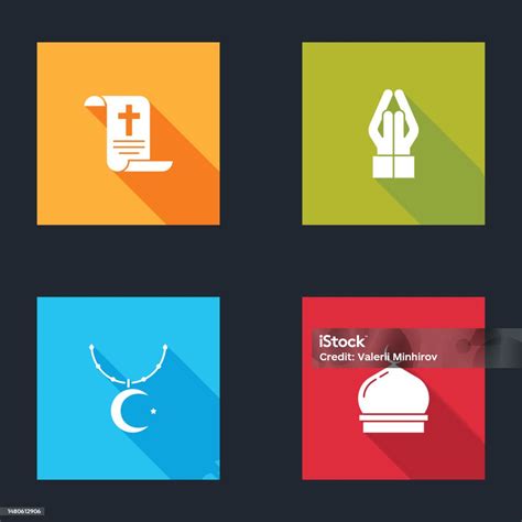 법령 종이 양피지 두루마리 기도 위치에 손 스타 초승달 체인 및 이슬람 모스크 아이콘을 설정합니다 벡터 건축에 대한 스톡 벡터 아트 및 기타 이미지 Istock