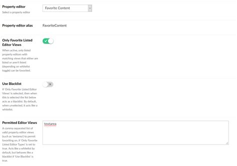 Favorite Content For Property Editors