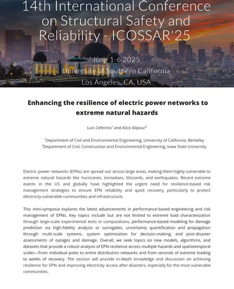 📣 Join Us At Icossar 2025 In Los Angeles Ca We Are Inviting Contributions To Our Session On