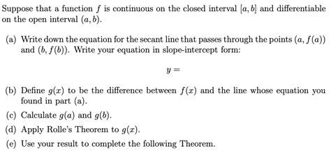 Solved Suppose That A Function F Is Continuous On The Closed Chegg