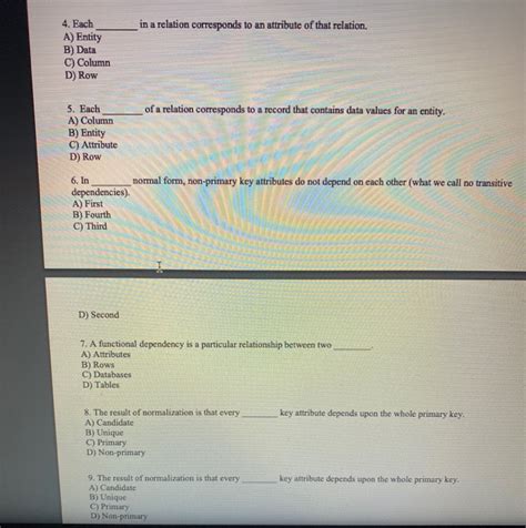 Solved In A Relation Corresponds To An Attribute Of That