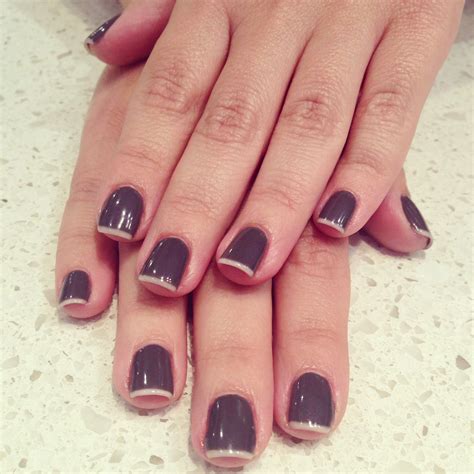 Pink And Gray French Shellac Manicure