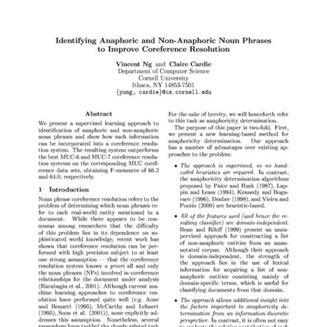 Identifying Anaphoric And Non Anaphoric Noun Phrases To Improve Coreference Resolution Acl