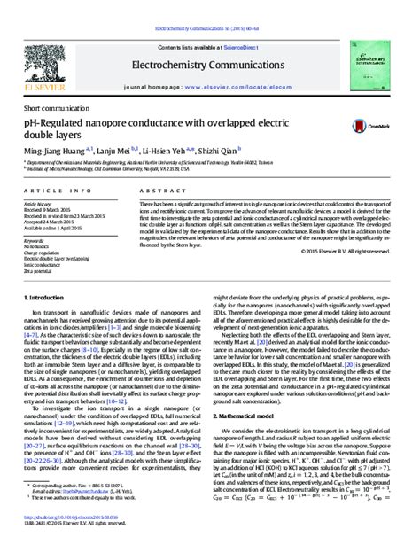 Pdf Ph Regulated Nanopore Conductance With Overlapped Electric Double