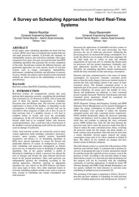 Pdf A Survey On Scheduling Approaches For Hard Real Time Systems