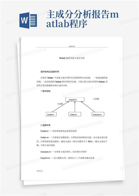 主成分分析报告matlab程序word模板下载 编号qndygpnm 熊猫办公