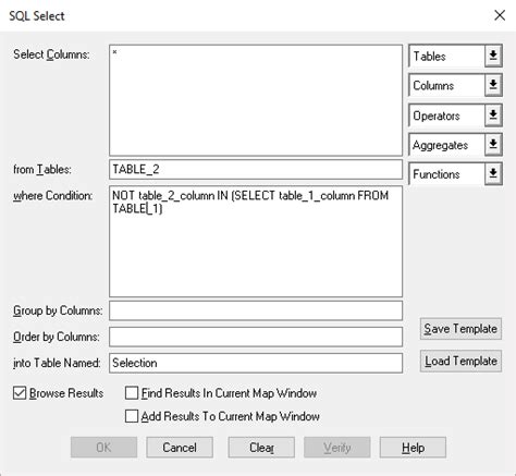 Sql Finding Values That Are Different Between Two Tables In Mapinfo
