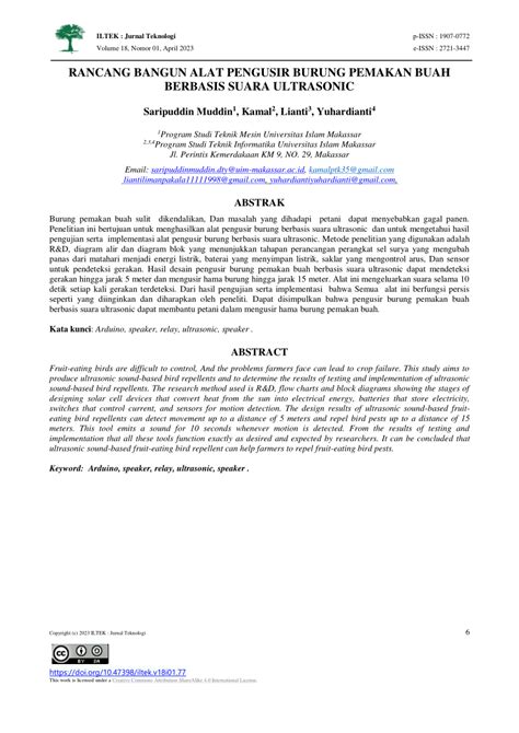 Pdf Rancang Bangun Alat Pengusir Burung Pemakan Buah Berbasis Suara