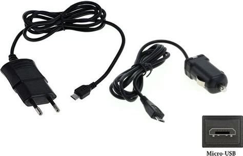 1 0A Micro USB Set Lader En Autolader 1 M Lang Snoer Oplader Adapter Past Op O A Bol Com