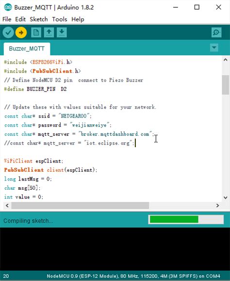 Nodemcu Lesson 10 — Active Buzzer And Mqtt