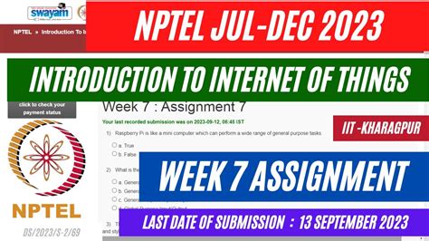 Nptel Introduction To Internet Of Things Week 7 Assignment Solutions 2023 Opeducore Youtube