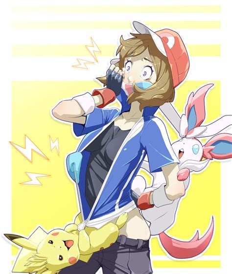 Pikachu Ash Ketchum Serena And Sylveon Pokemon And More Drawn By Materclaws Danbooru