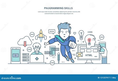 Programming Skills Code Learning Or Coding Learn Flat Design Concept