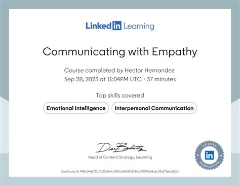 hector hernandez on linkedin certificate of completion