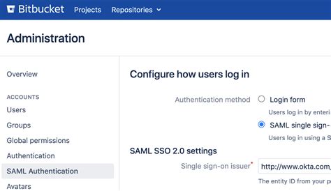 how to configure saml sso for bitbucket data center with okta bitbucket data center