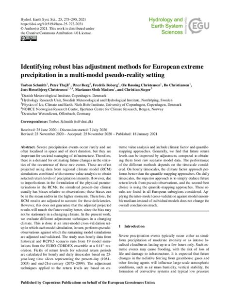 Pdf Identifying Robust Bias Adjustment Methods For European Extreme