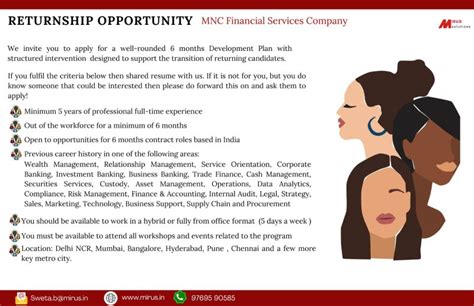 mirus opportunities on linkedin returnshipopportunity restartyourcareer mirusopportunities mnc