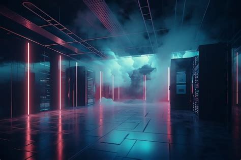 Premium Ai Image Cloud Technology Server Room Futuristic Cyber A Modern It Infrastructure A