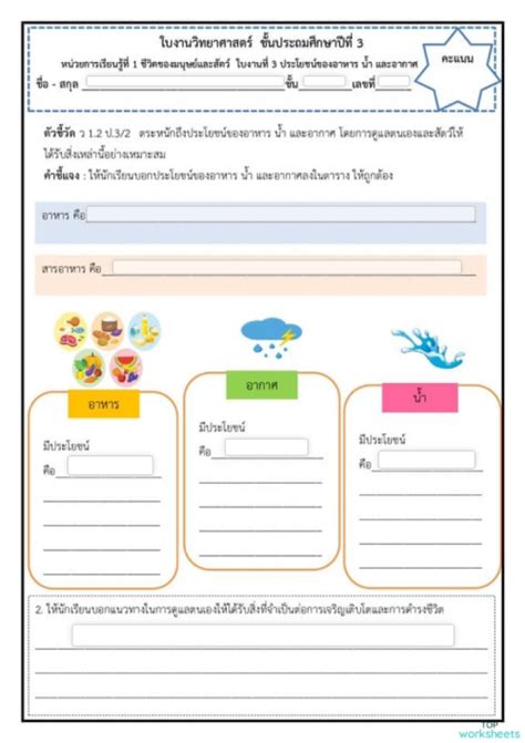 ใบงานวิทย์ ใบงานเชิงโต้ตอบ Topworksheets