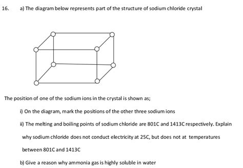 Solved The Diagram Below Represents Part Of The Structure Of Sodium Chloride Crystal The