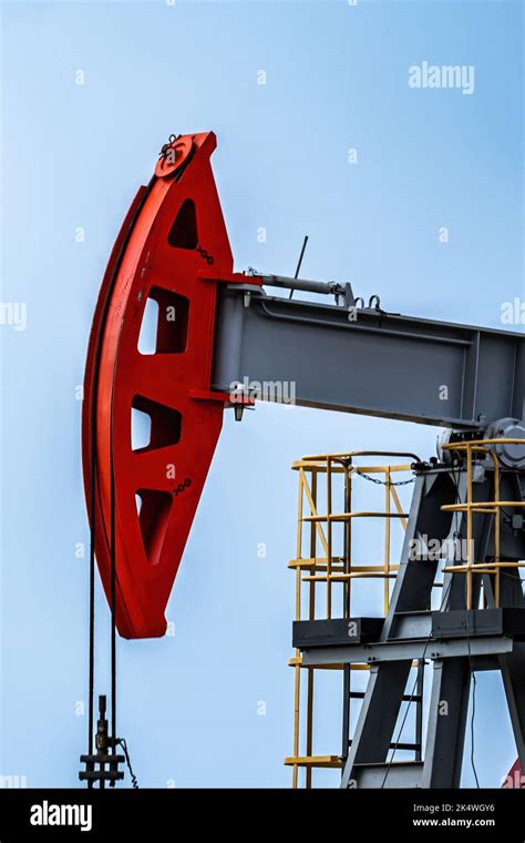 Crude Oil Extraction Close Up Detail Of Oil Rig Pipeline Pumping Oil