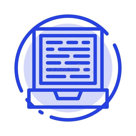 Laptop Computer Design Blue Dotted Line Line Icon Stock Vector