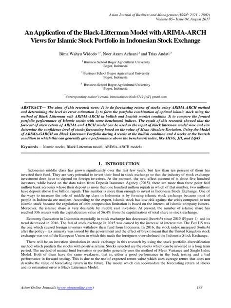 Admin 2 An Application Of The Black Litterman Model With Arima Arch