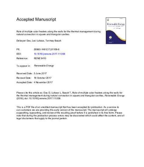 Pdf Role Of Multiple Solar Heaters Along The Walls For The Thermal Management During Natural