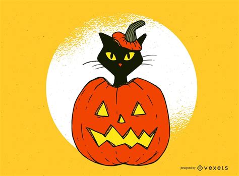 Cat In Jack O Lantern Design Vector Download