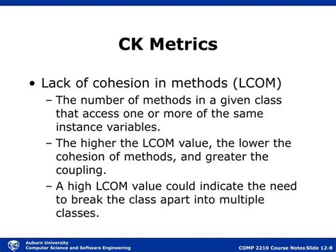 Ppt Course Notes Set 12 Object Oriented Metrics Powerpoint