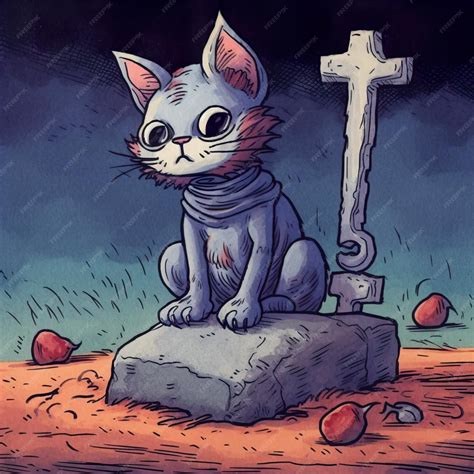 Premium Ai Image Death Cat Cartoon