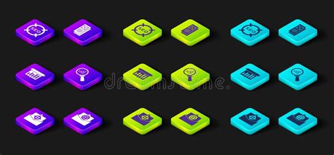 Set Mail And E Mail Board With Graph Chart Magnifying Glass Analysis Browser Window And Seo