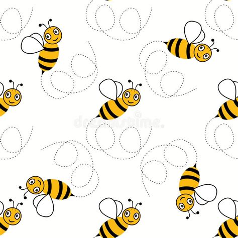 Honey Bee Cartoon Pattern Seamless Vector Cute Cartoon Bee Seamless Pattern Background Eps10