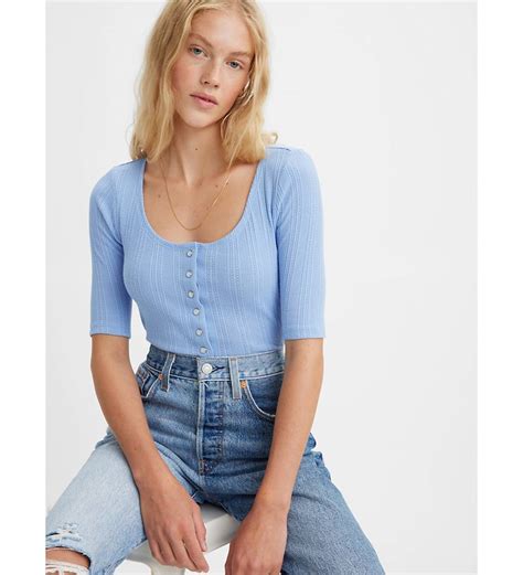 Dry Goods Pointelle Top Blue Levis® Ca