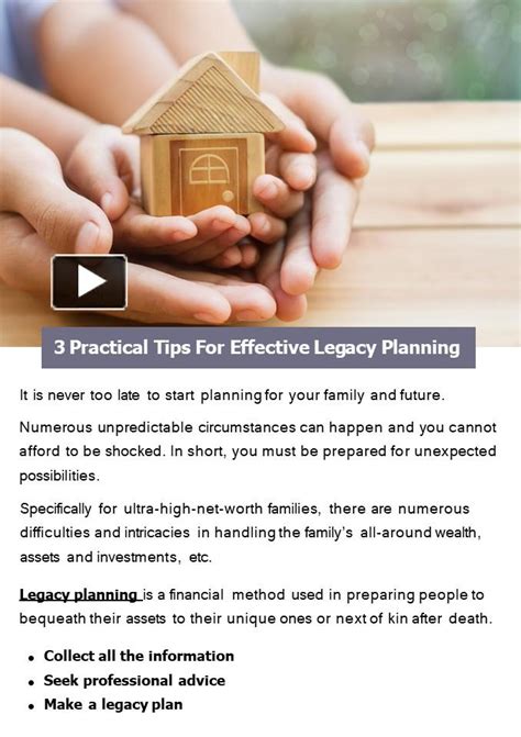 ppt 3 practical tips for effective legacy planning powerpoint