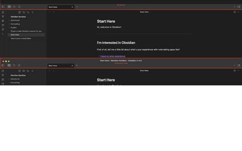 Window Frame Style Obsidian Frame Full Screen Different From