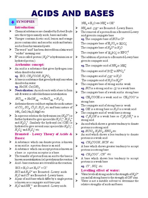 Acids And Bases Pdf Acid Buffer Solution