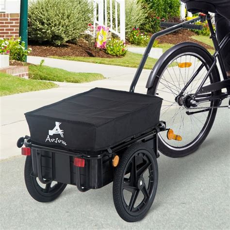 Aosom Bicycle Cargo Trailer With Removable Box And Waterproof Cover