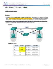 CSN Lab Rapid PVST And Port Fast Docx Lab Rapid PVST And PortFast Student Full Name To