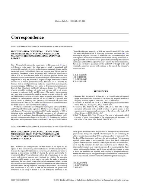 Pdf Identification Of Inguinal Lymph Node Metastases From Vulval