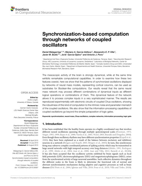 Pdf Synchronization Based Computation Through Networks Of Coupled