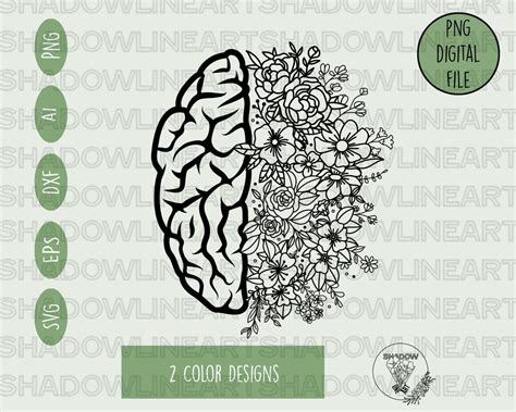 Brain Anatomy Svg • Floral Brain Svg Files For Cricut • Digital Download Etsy