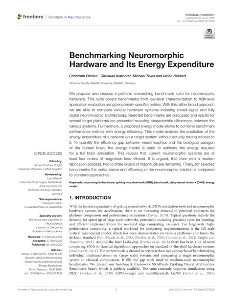 Pdf Benchmarking Neuromorphic Hardware And Its Energy Expenditure