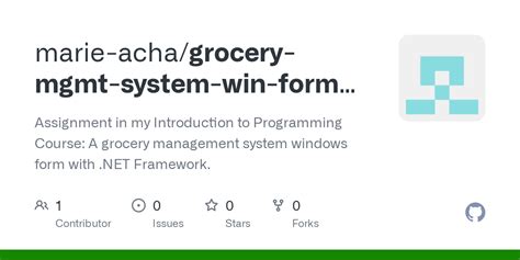 github marie acha grocery mgmt system win form dotnet assignment in